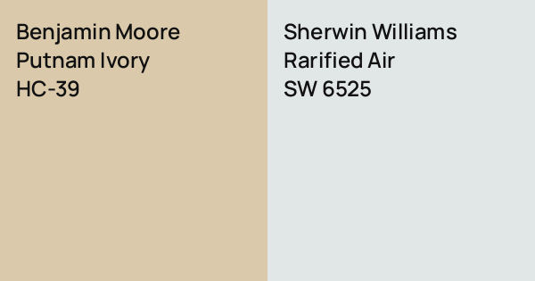 Benjamin Moore Putnam Ivory vs. Sherwin Williams Rarified Air comparison
