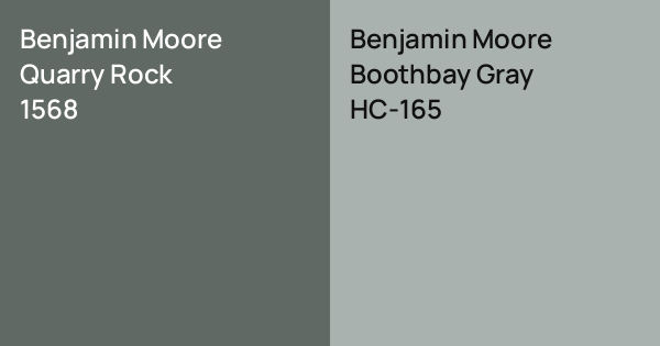 Benjamin Moore Quarry Rock vs. Benjamin Moore Boothbay Gray comparison