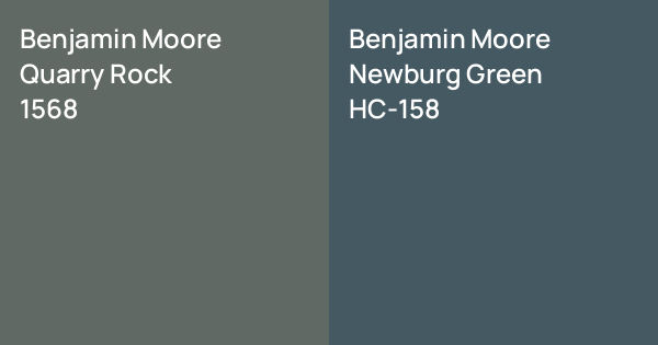 Benjamin Moore Quarry Rock vs. Benjamin Moore Newburg Green comparison