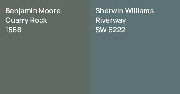 Benjamin Moore Quarry Rock vs. Sherwin Williams Riverway comparison