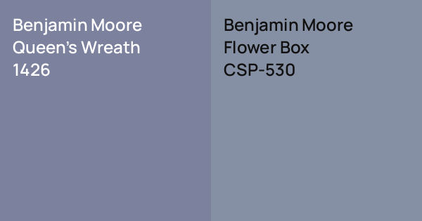 Benjamin Moore Queen's Wreath vs. Benjamin Moore Flower Box comparison