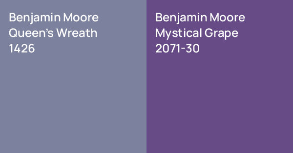 Benjamin Moore Queen's Wreath vs. Benjamin Moore Mystical Grape comparison