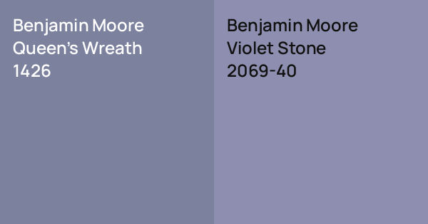 Benjamin Moore Queen's Wreath vs. Benjamin Moore Violet Stone comparison