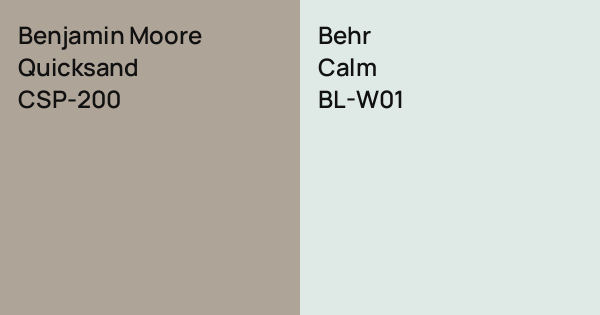 Benjamin Moore Quicksand vs. Behr Calm comparison