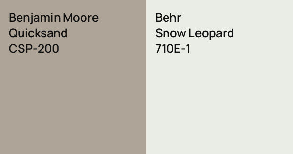 Benjamin Moore Quicksand vs. Behr Snow Leopard comparison