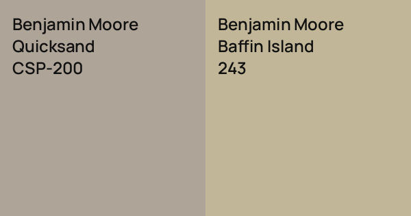 Benjamin Moore Quicksand vs. Benjamin Moore Baffin Island comparison