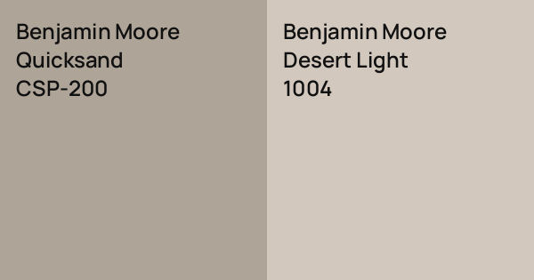 Benjamin Moore Quicksand vs. Benjamin Moore Desert Light comparison