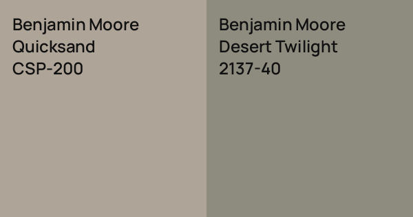 Benjamin Moore Quicksand vs. Benjamin Moore Desert Twilight comparison