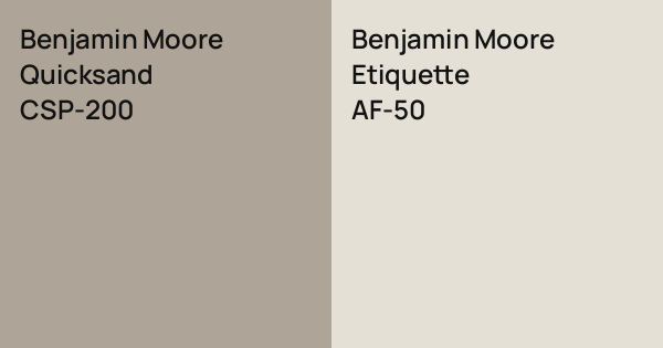 Benjamin Moore Quicksand vs. Benjamin Moore Etiquette comparison