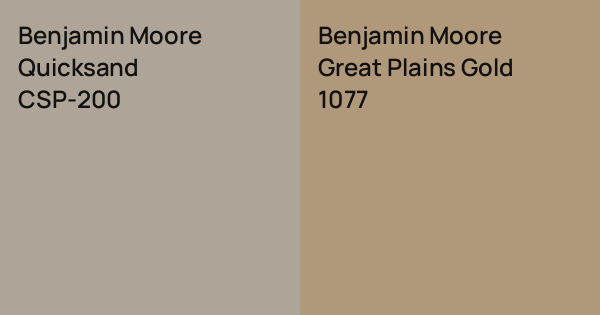 Benjamin Moore Quicksand vs. Benjamin Moore Great Plains Gold comparison