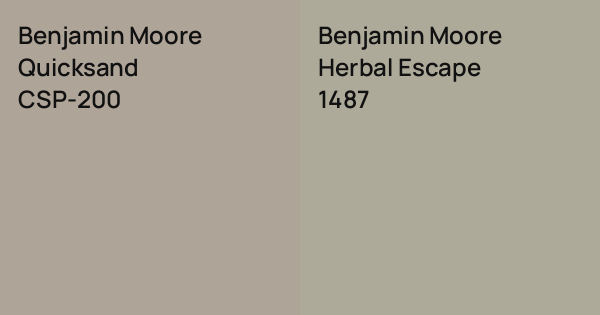 Benjamin Moore Quicksand vs. Benjamin Moore Herbal Escape comparison