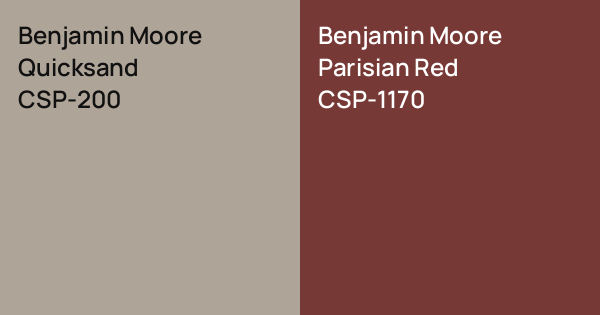 Benjamin Moore Quicksand vs. Benjamin Moore Parisian Red comparison