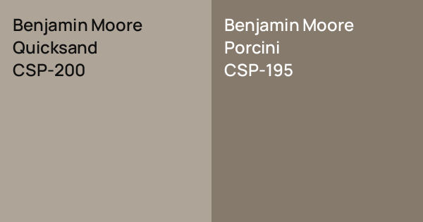 Benjamin Moore Quicksand vs. Benjamin Moore Porcini comparison