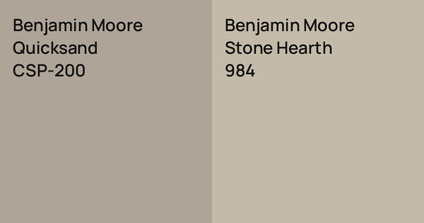Benjamin Moore Quicksand vs. Benjamin Moore Stone Hearth comparison