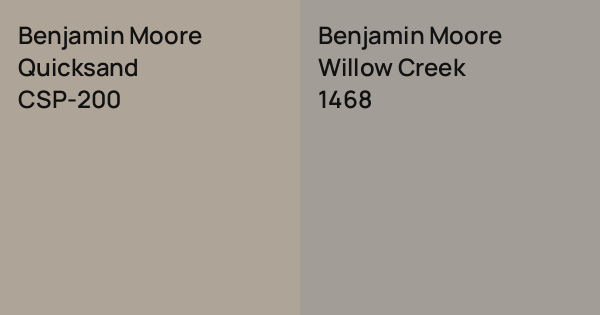 Benjamin Moore Quicksand vs. Benjamin Moore Willow Creek comparison