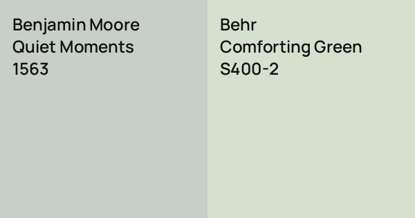 Benjamin Moore Quiet Moments vs. Behr Comforting Green comparison