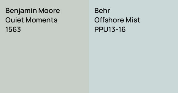 Benjamin Moore Quiet Moments vs. Behr Offshore Mist comparison