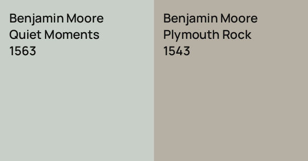 Benjamin Moore Quiet Moments vs. Benjamin Moore Plymouth Rock comparison