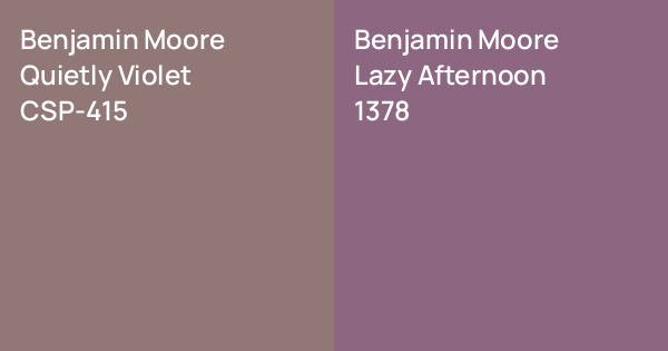Benjamin Moore Quietly Violet vs. Benjamin Moore Lazy Afternoon comparison