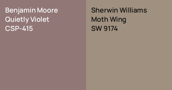 Benjamin Moore Quietly Violet vs. Sherwin Williams Moth Wing comparison