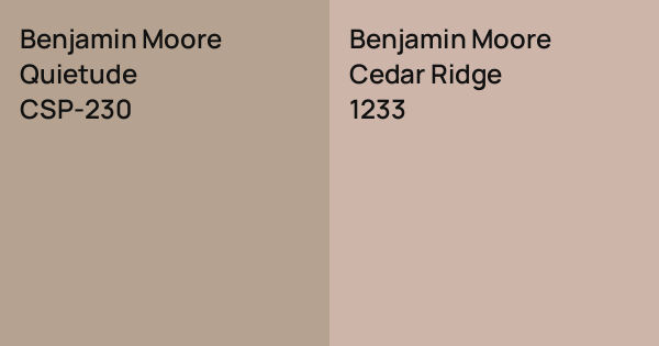 Benjamin Moore Quietude vs. Benjamin Moore Cedar Ridge comparison