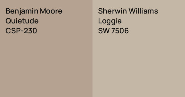 Benjamin Moore Quietude vs. Sherwin Williams Loggia comparison