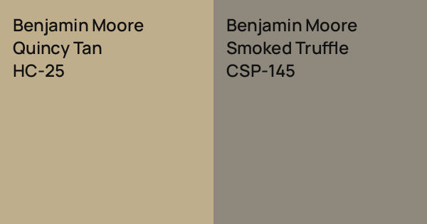 Benjamin Moore Quincy Tan vs. Benjamin Moore Smoked Truffle comparison