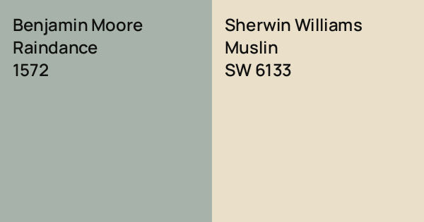 Benjamin Moore Raindance vs. Sherwin Williams Muslin comparison