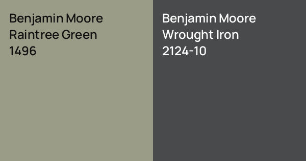 Benjamin Moore Raintree Green vs. Benjamin Moore Wrought Iron comparison