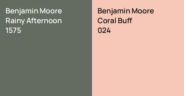 Benjamin Moore Rainy Afternoon vs. Benjamin Moore Coral Buff comparison