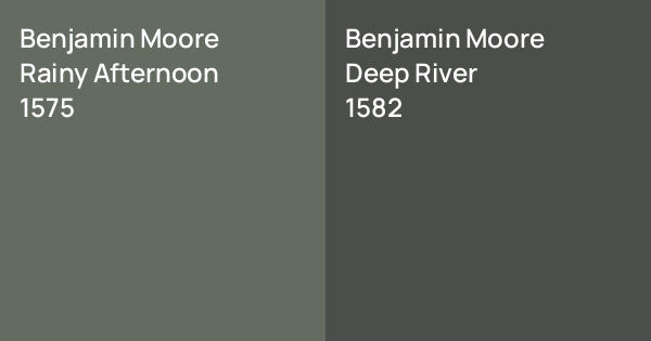 Benjamin Moore Rainy Afternoon vs. Benjamin Moore Deep River comparison