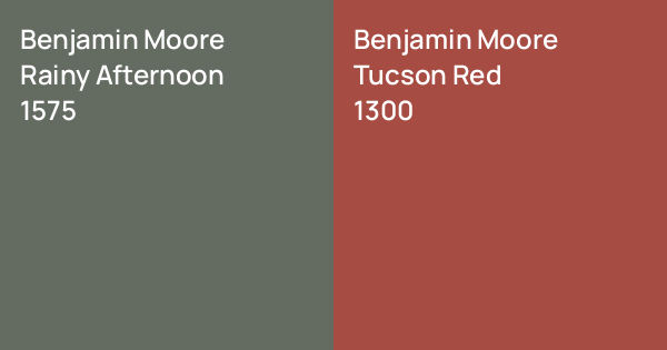 Benjamin Moore Rainy Afternoon vs. Benjamin Moore Tucson Red comparison