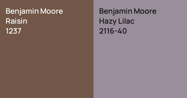 Benjamin Moore Raisin vs. Benjamin Moore Hazy Lilac comparison