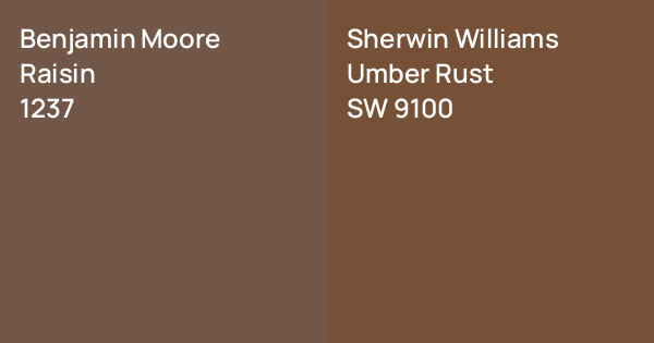 Benjamin Moore Raisin vs. Sherwin Williams Umber Rust comparison