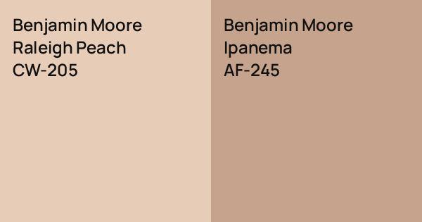 Benjamin Moore Raleigh Peach vs. Benjamin Moore Ipanema comparison