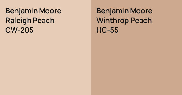 Benjamin Moore Raleigh Peach vs. Benjamin Moore Winthrop Peach comparison