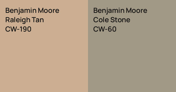 Benjamin Moore Raleigh Tan vs. Benjamin Moore Cole Stone comparison
