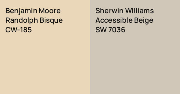 Benjamin Moore Randolph Bisque vs. Sherwin Williams Accessible Beige ...