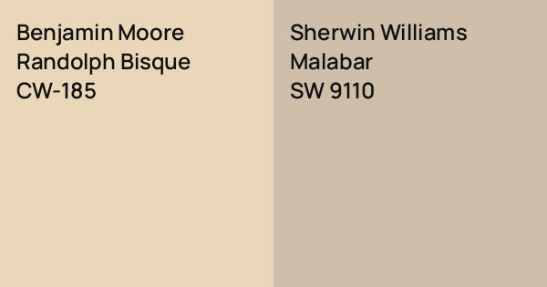 Benjamin Moore Randolph Bisque vs. Sherwin Williams Malabar comparison