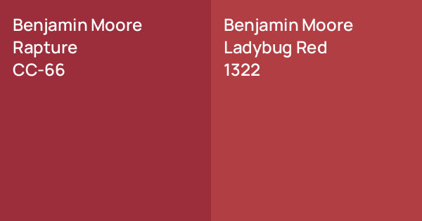 Benjamin Moore Rapture vs. Benjamin Moore Ladybug Red comparison