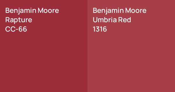 Benjamin Moore Rapture vs. Benjamin Moore Umbria Red comparison