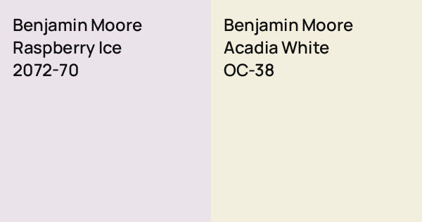 Benjamin Moore Raspberry Ice vs. Benjamin Moore Acadia White comparison