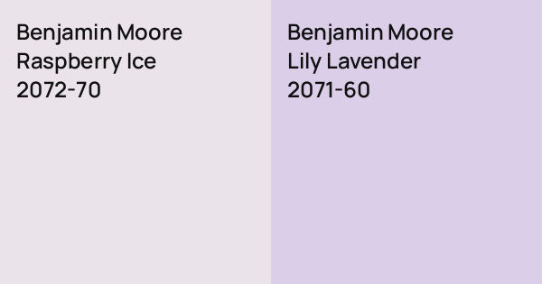 Benjamin Moore Raspberry Ice vs. Benjamin Moore Lily Lavender comparison