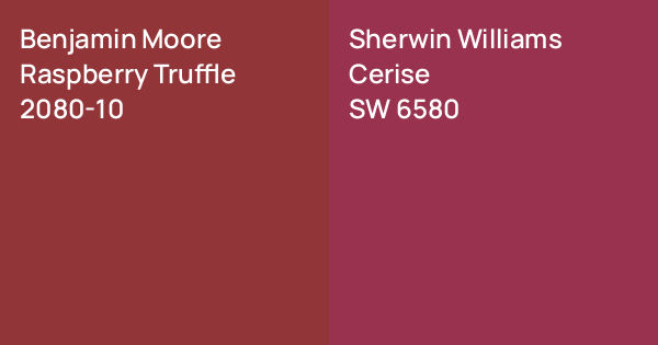 Benjamin Moore Raspberry Truffle vs. Sherwin Williams Cerise comparison