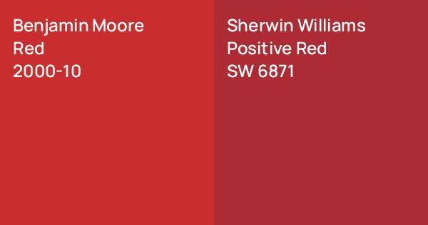 Benjamin Moore Red vs. Sherwin Williams Positive Red comparison
