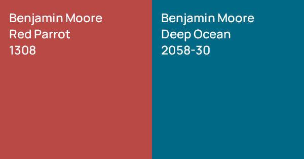 Benjamin Moore Red Parrot vs. Benjamin Moore Deep Ocean comparison