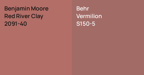 Benjamin Moore Red River Clay vs. Behr Vermilion comparison