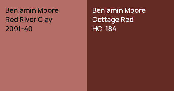 Benjamin Moore Red River Clay vs. Benjamin Moore Cottage Red comparison