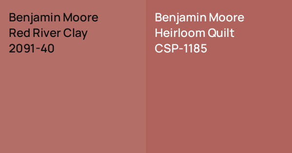 Benjamin Moore Red River Clay vs. Benjamin Moore Heirloom Quilt comparison
