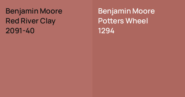 Benjamin Moore Red River Clay vs. Benjamin Moore Potters Wheel comparison